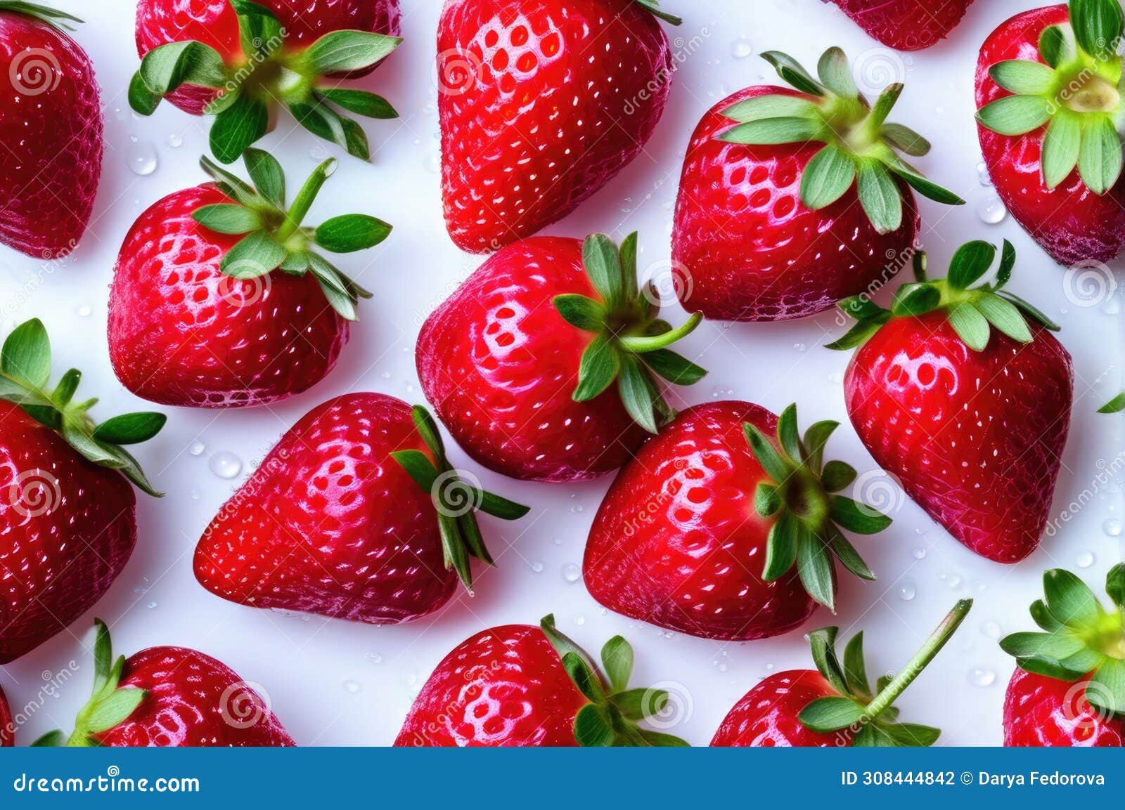 Scattered Strawberries with Water Droplets on a Background Stock Photo ...