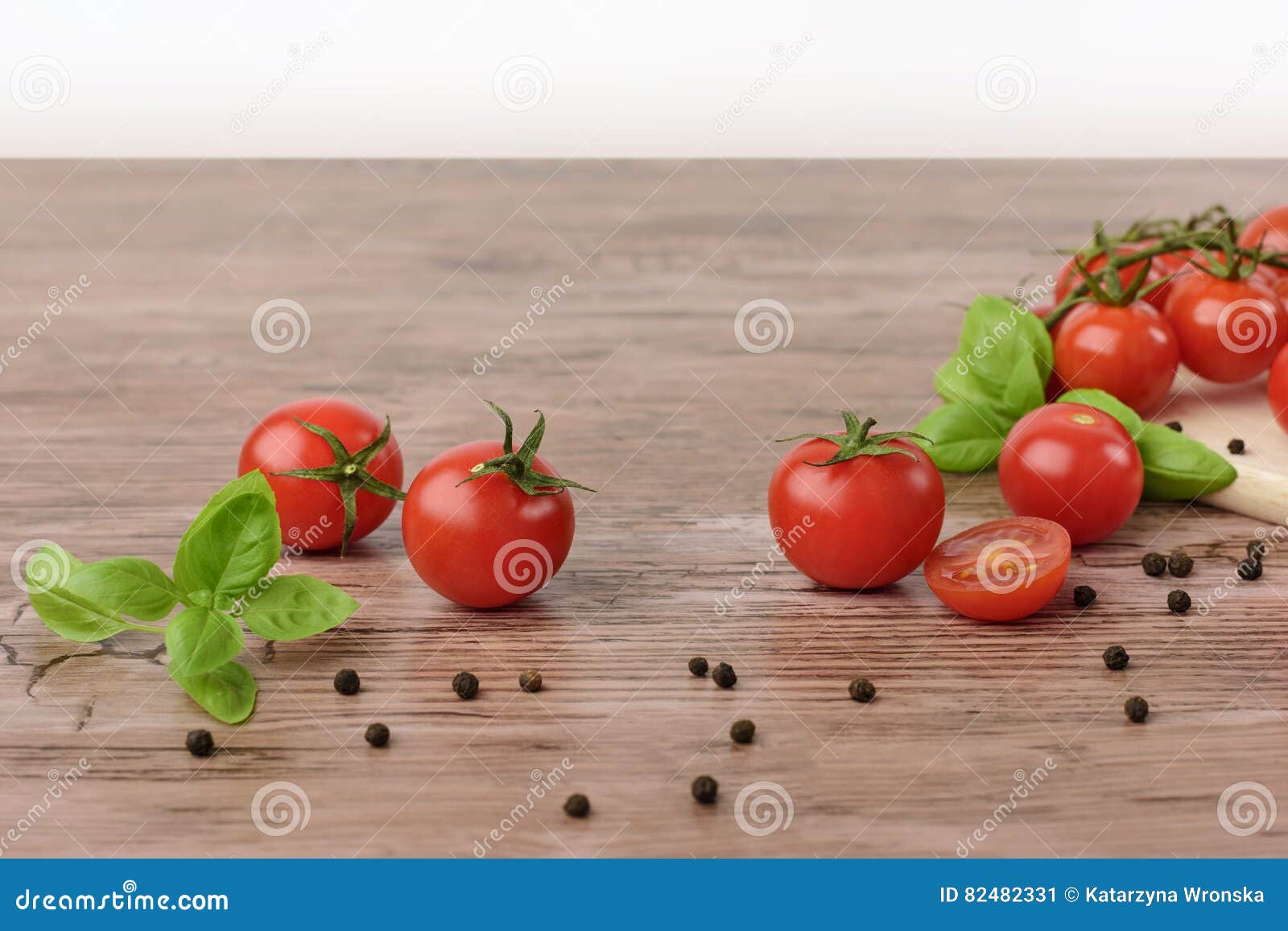Scattered Tomatoes on the Wooden Table. Stock Image - Image of table ...