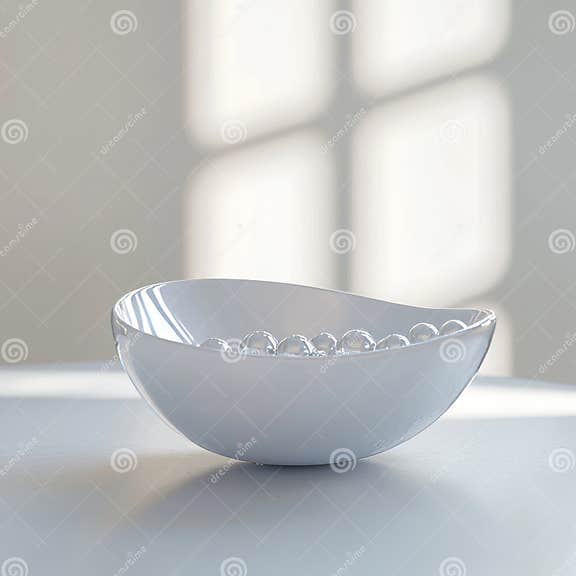 Scattered White Objects are Scattered Across a White Ceramic Bowl ...
