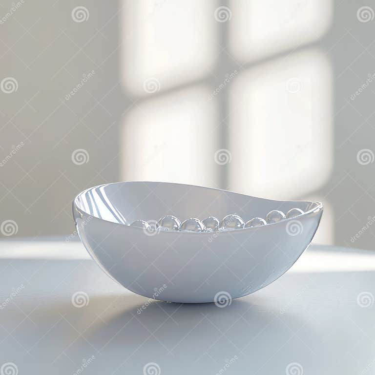Scattered White Objects are Scattered Across a White Ceramic Bowl ...