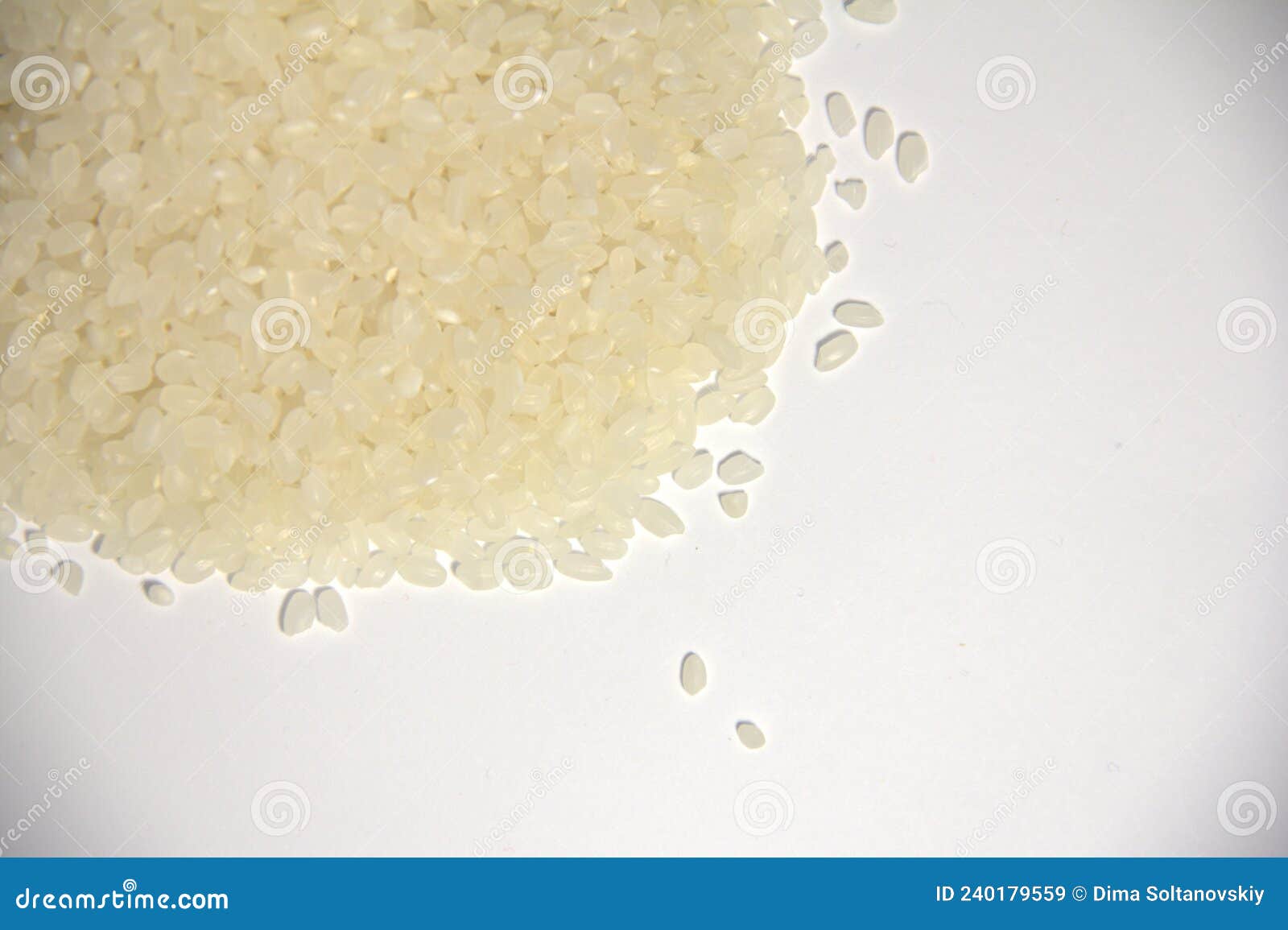 Scattered White Rice. on a White Background. Top View. Stock Image ...