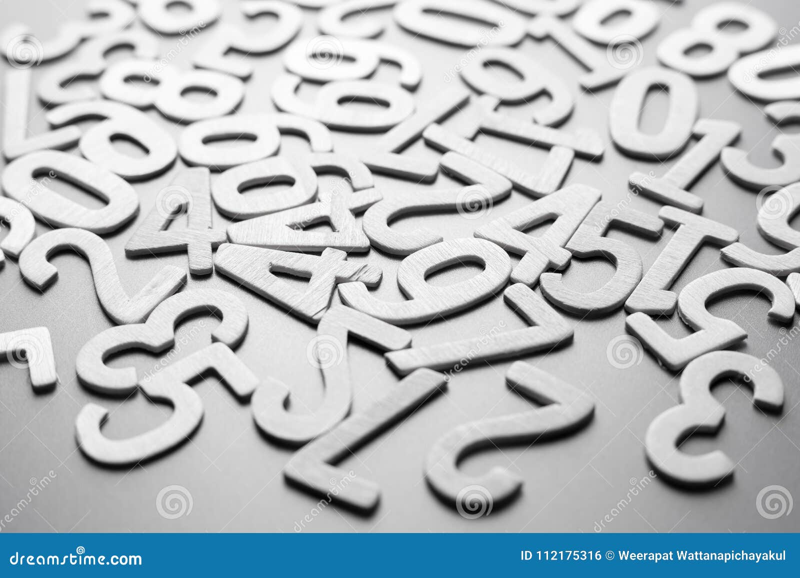 Scattered Wood Numbers stock photo. Image of white, mathematics - 112175316