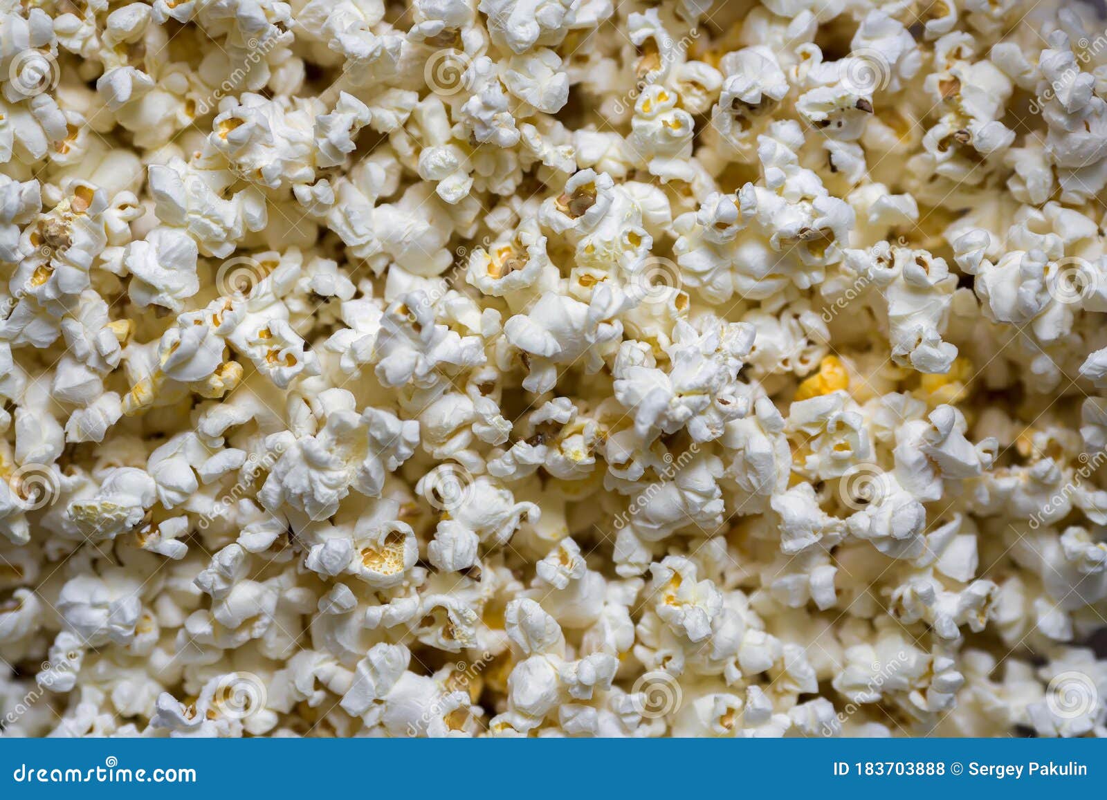 A Scattering of Cooked Popcorn. View from the Top Stock Photo - Image ...