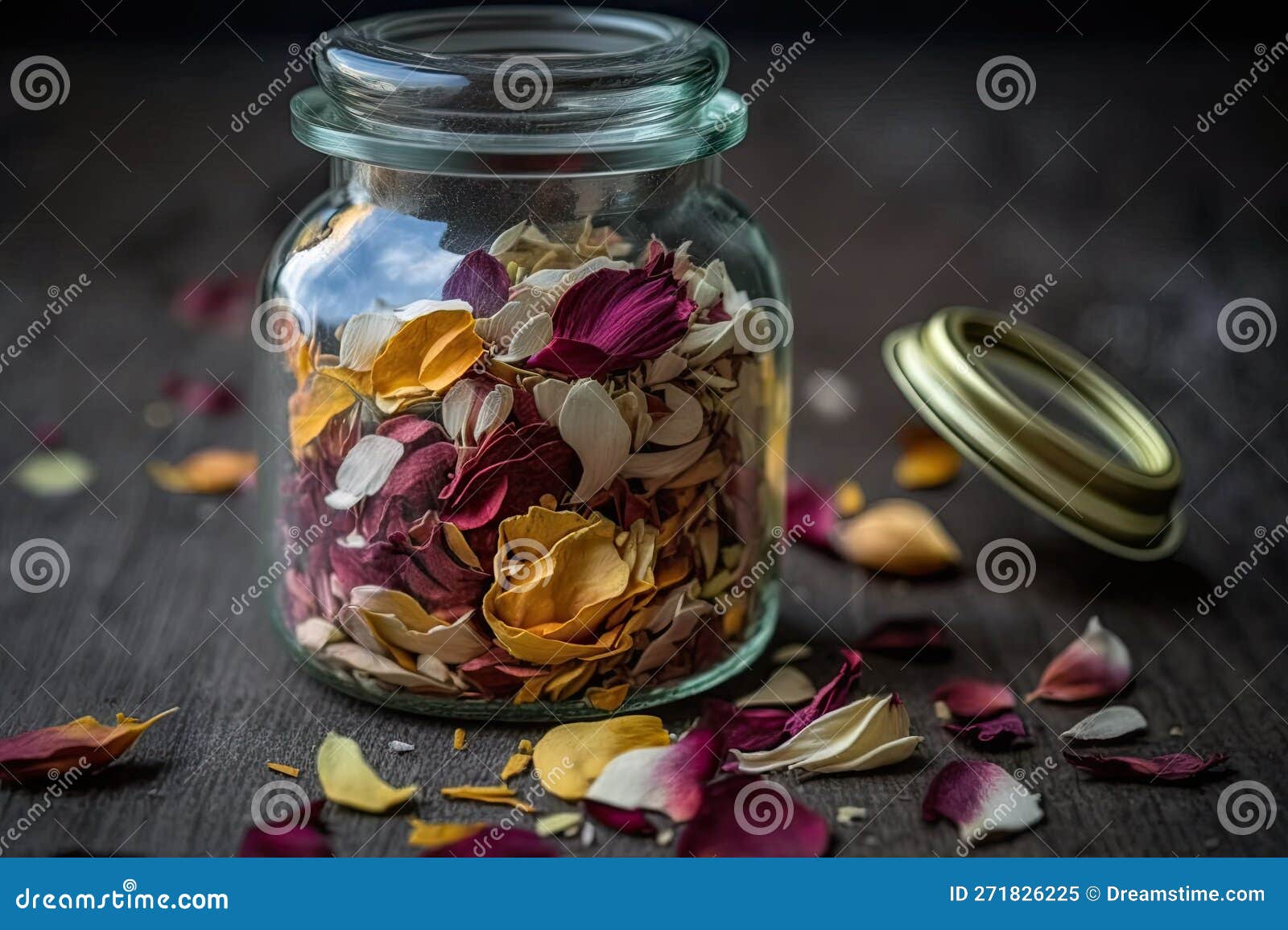 A Scattering of Dried Rose Petals from a Jar Stock Illustration ...