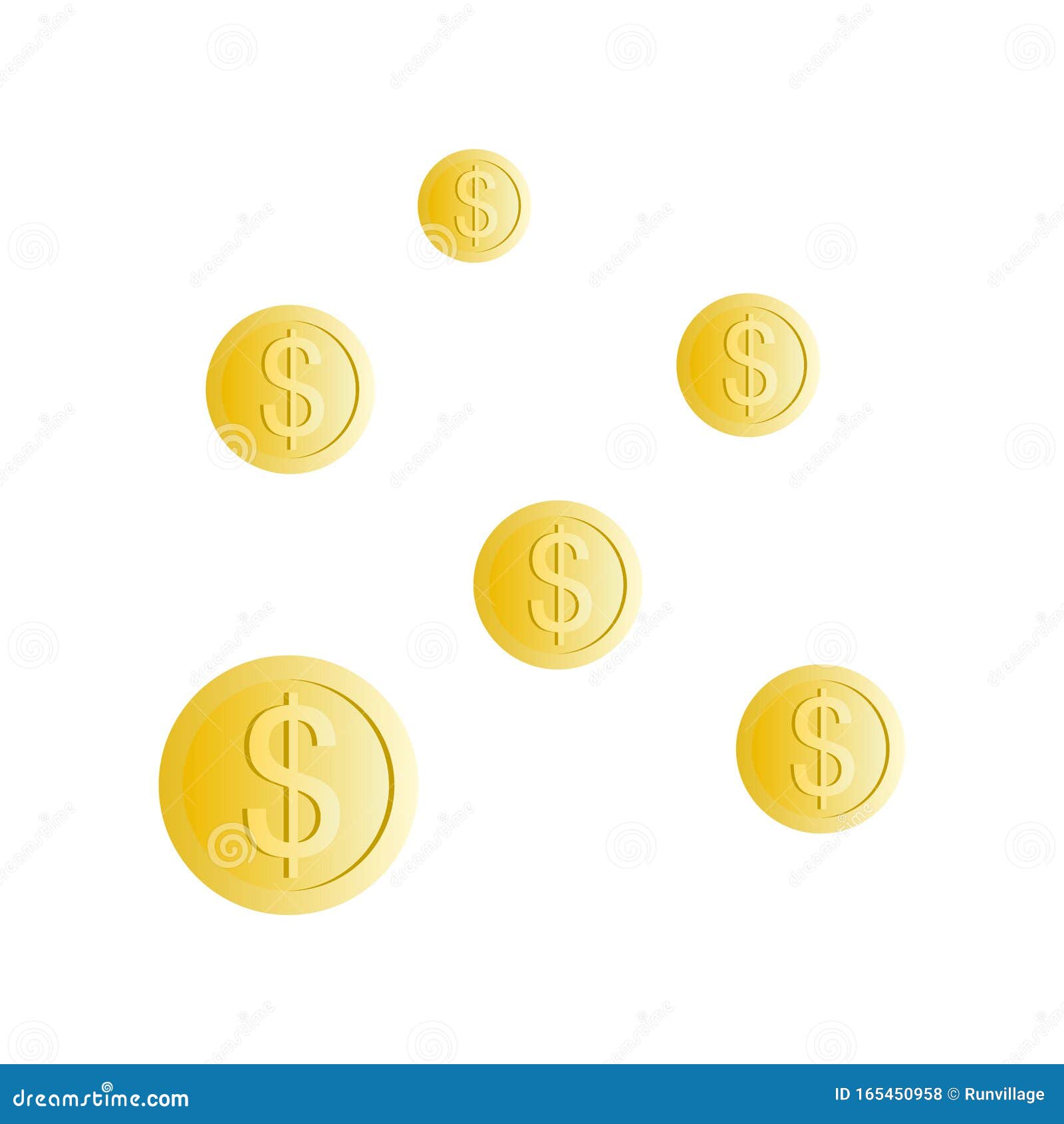 Scattering Realistic Gold Coin Vector Icon Scaterred Stock Illustration ...