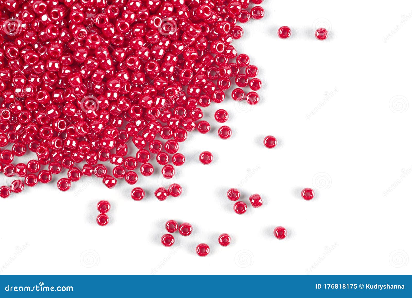 A Scattering of Red Beads on a White Isolated Background Stock Image ...