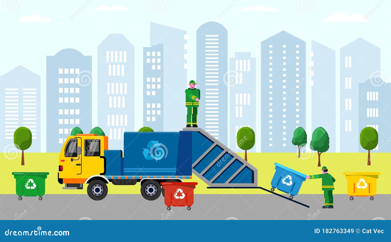 Scavengers Bunkering Trash In Dustbin On Truck In Urban Service ... Scavengers Bunkering Trash In Dustbin On Truck In Urban Service ...