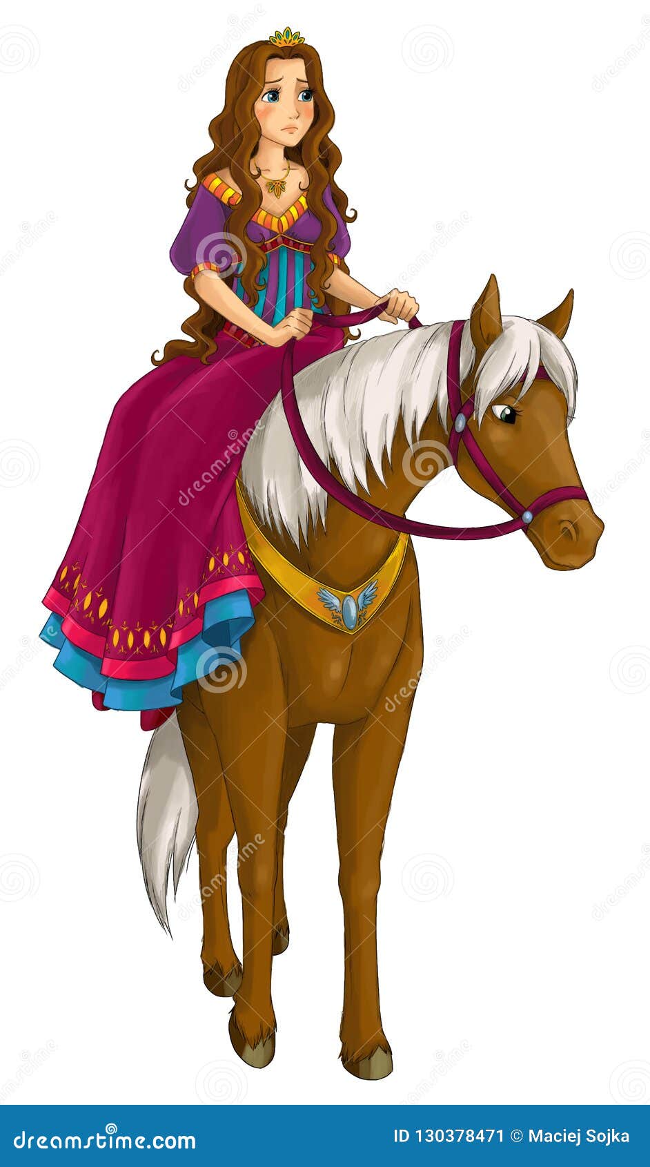 Scena Del Cartone Animato Con Una Principessa Che Cavalca Su Un Cavallo ... Scena Del Cartone Animato Con Una Principessa Che Cavalca Su Un Cavallo ...