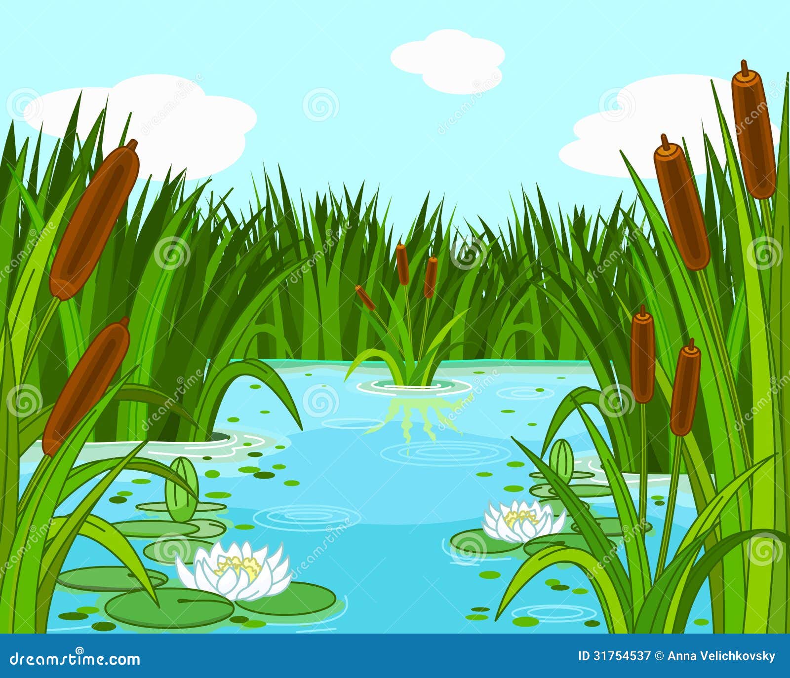 Scena dello stagno illustrazione vettoriale. Illustrazione di sfondo ...