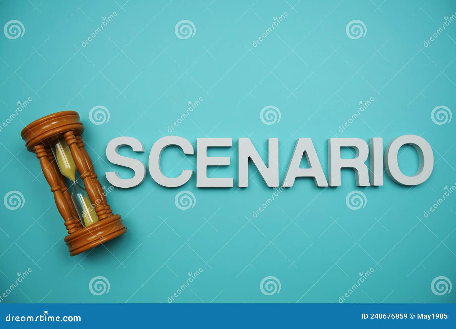 Scenario Alphabet Letters on Blue Background Stock Image - Image of ...