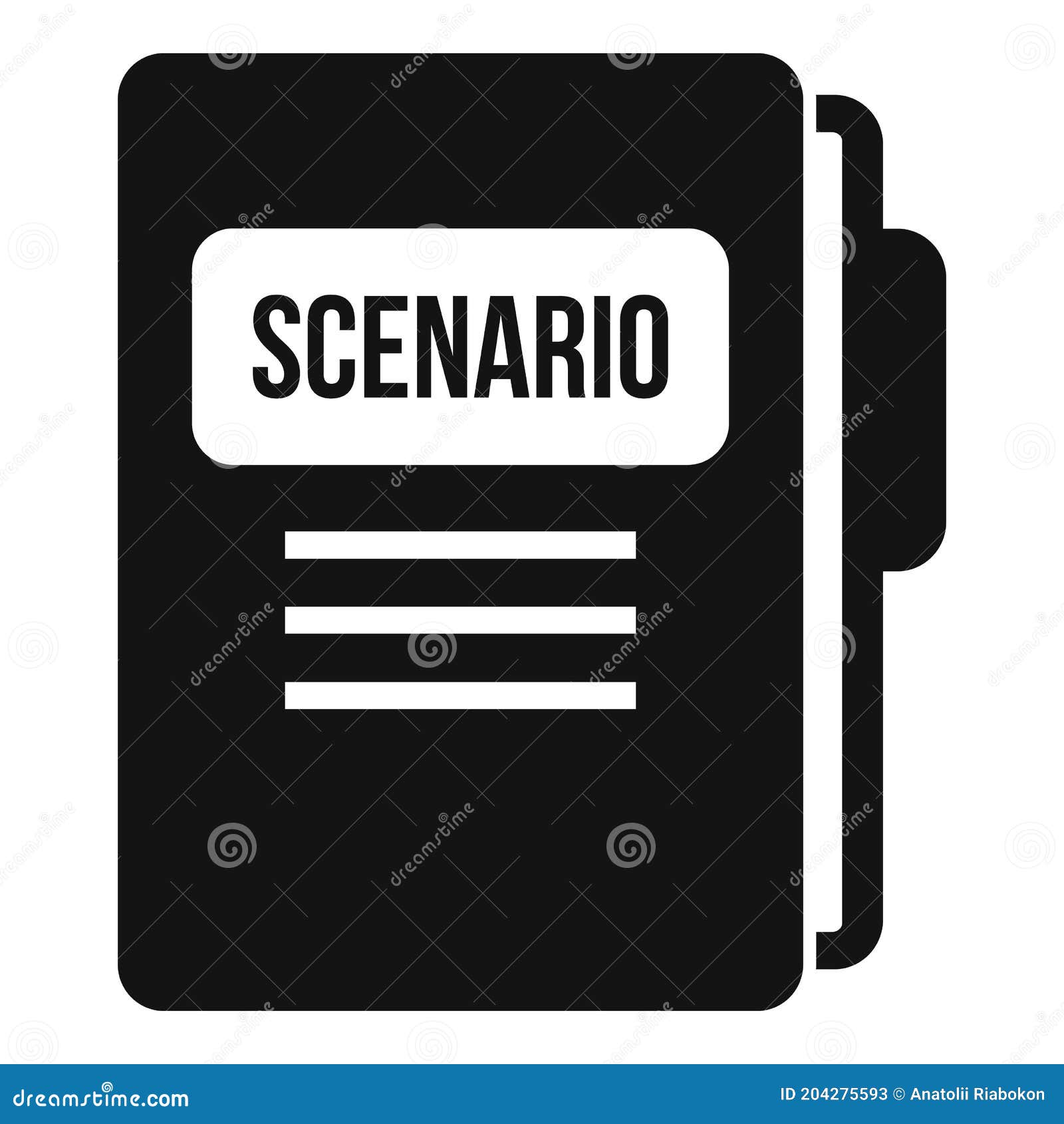 Scenario Folder Icon On White Background. Film Folder Scenario Sign ...