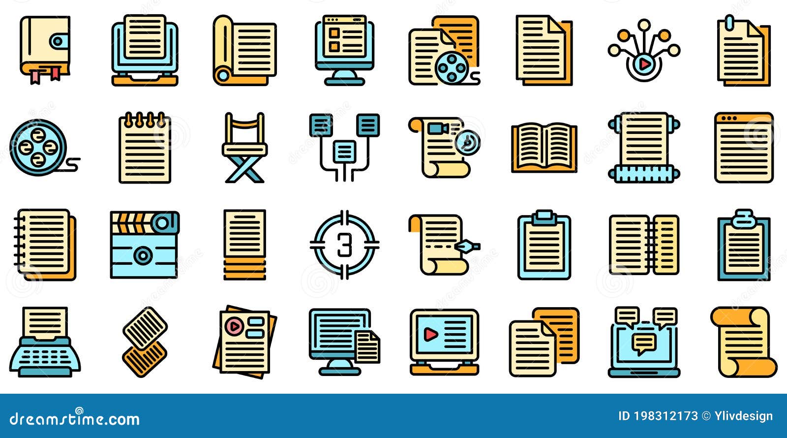 Scenario Icons Set Vector Flat Stock Vector - Illustration of design ...