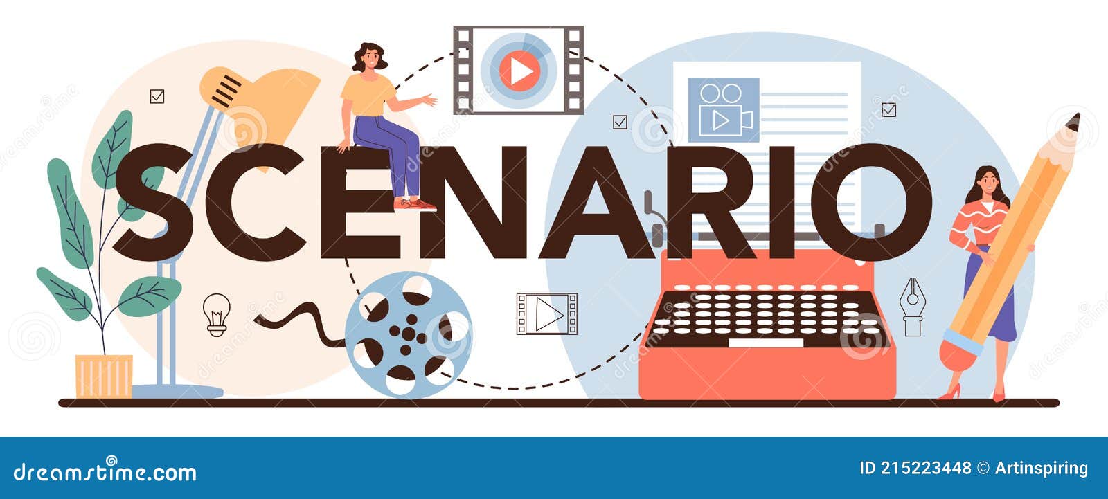Scenario Typographic Header. Playwright Create A Screenplay For Movie ...