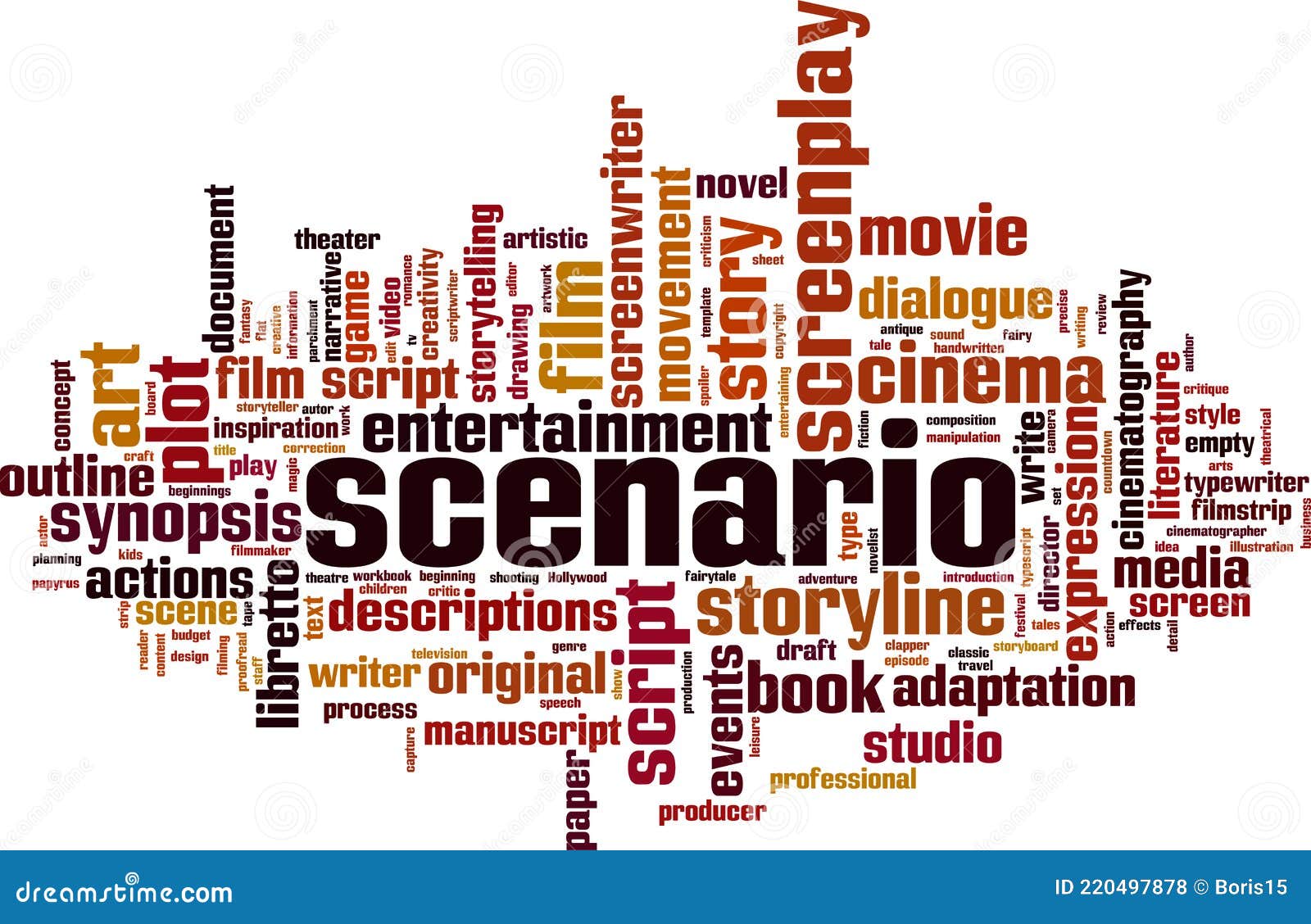Scenario word cloud stock vector. Illustration of overview - 220497878