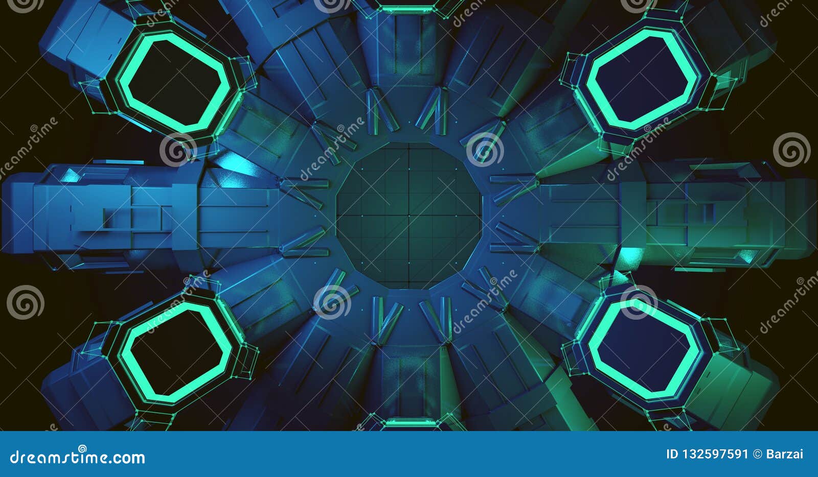 A Scene of an Abstract Sci-fi Construction. Stock Illustration ...