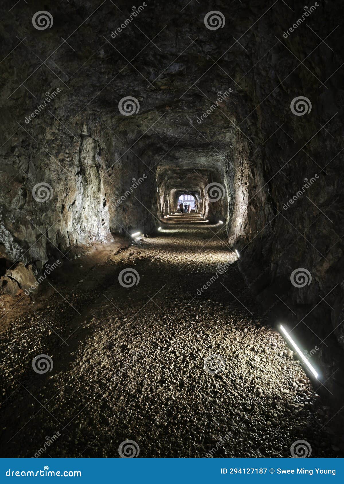 Scene Around the Tunnel Passage in the Dark Cave. Stock Image - Image ...