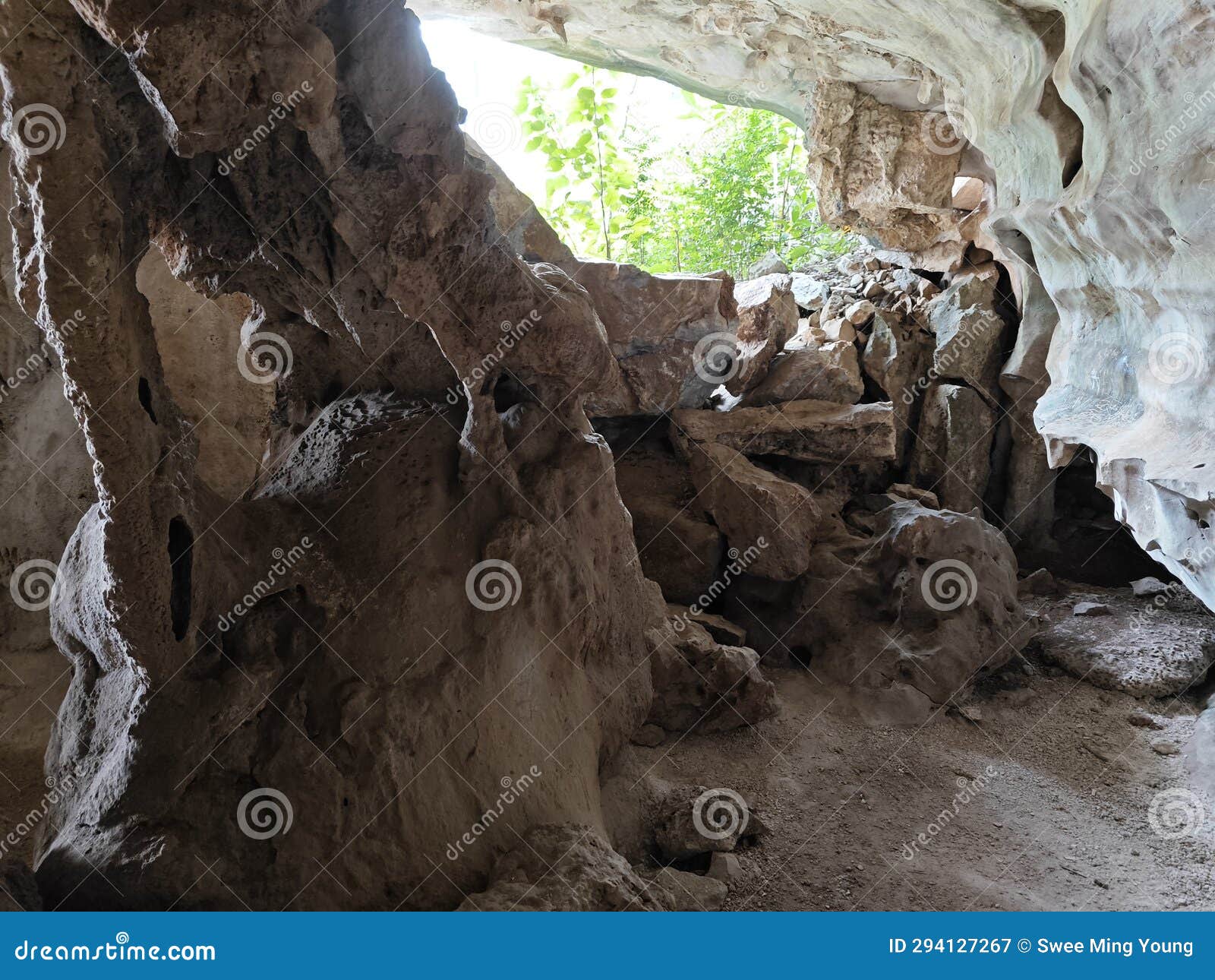 Scene Around the Tunnel Passage in the Dark Cave. Stock Image - Image ...