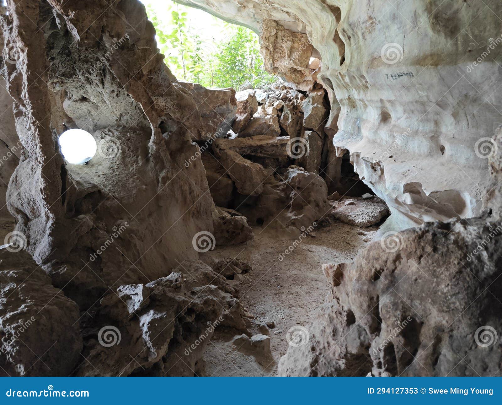 Scene Around the Tunnel Passage in the Dark Cave. Stock Image - Image ...