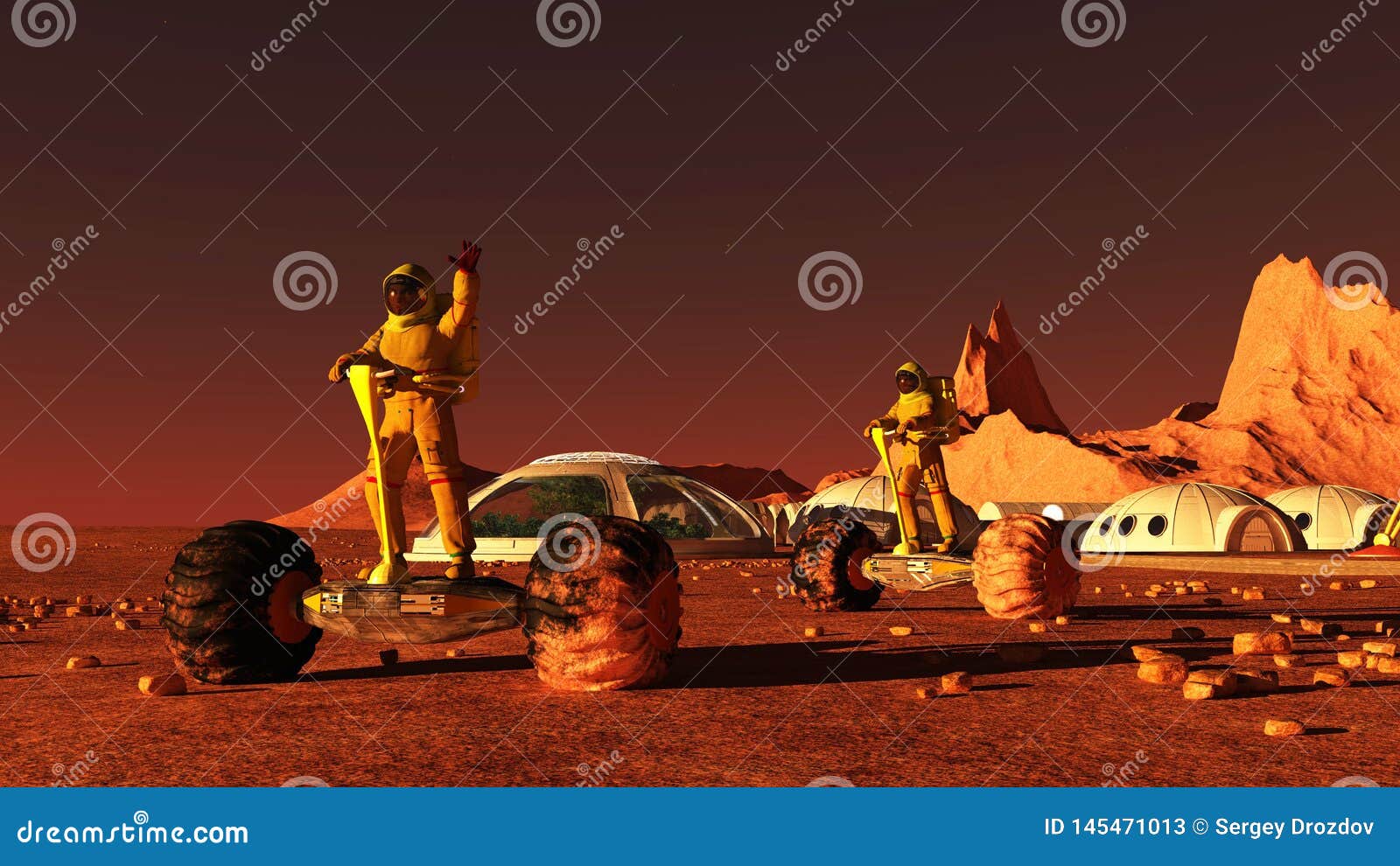 Scene of the Astronaut on Mars 3D Illustration Stock Illustration ...