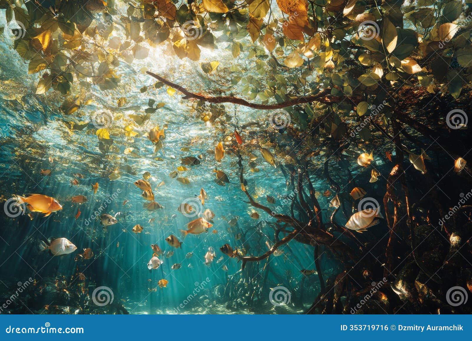 A Scene Beneath the Water S Surface, Lit by the Sun, with Aquatic ...