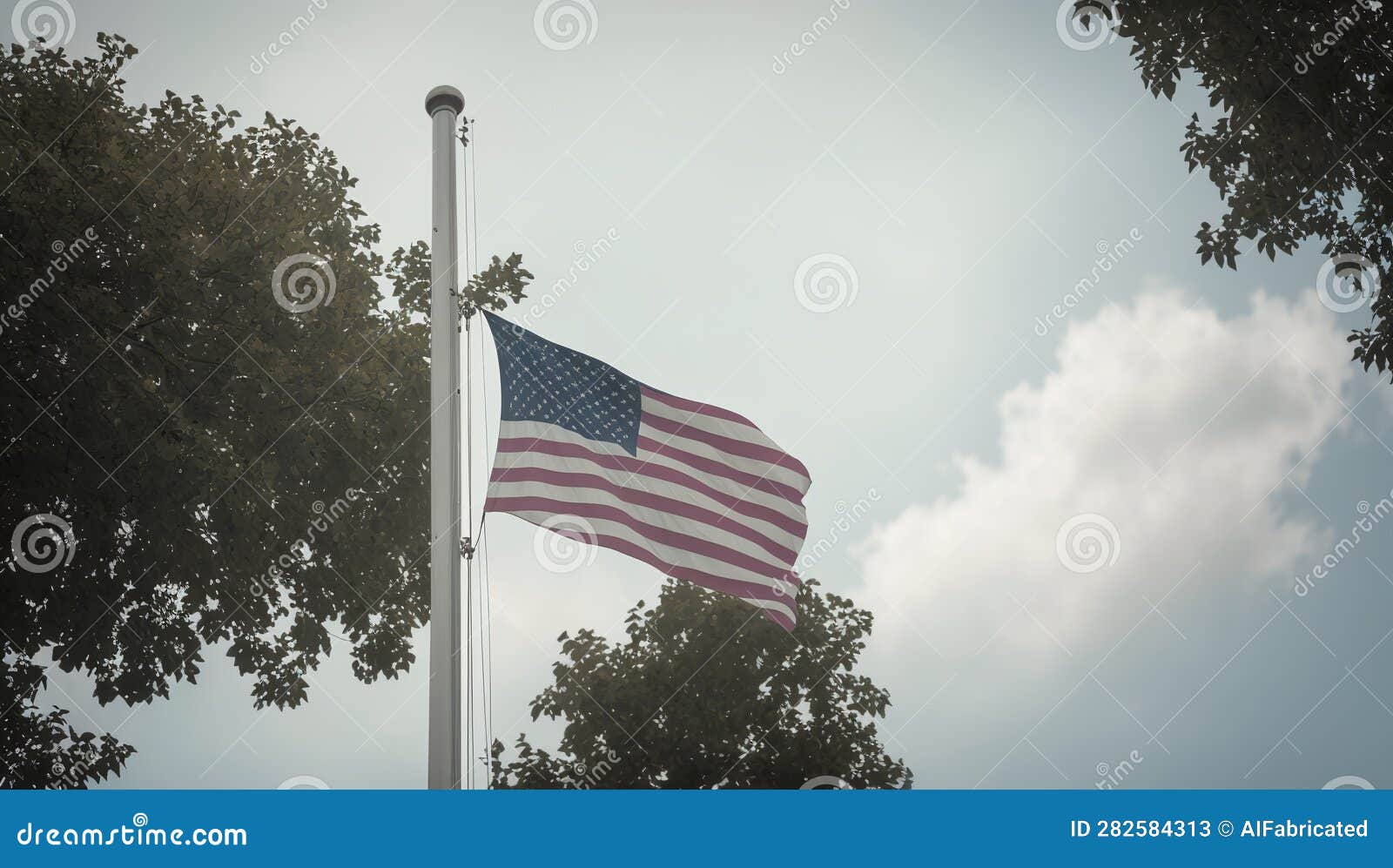 A Scene of a Breathtakingly Gorgeous View of a Flag Flying High Stock ...