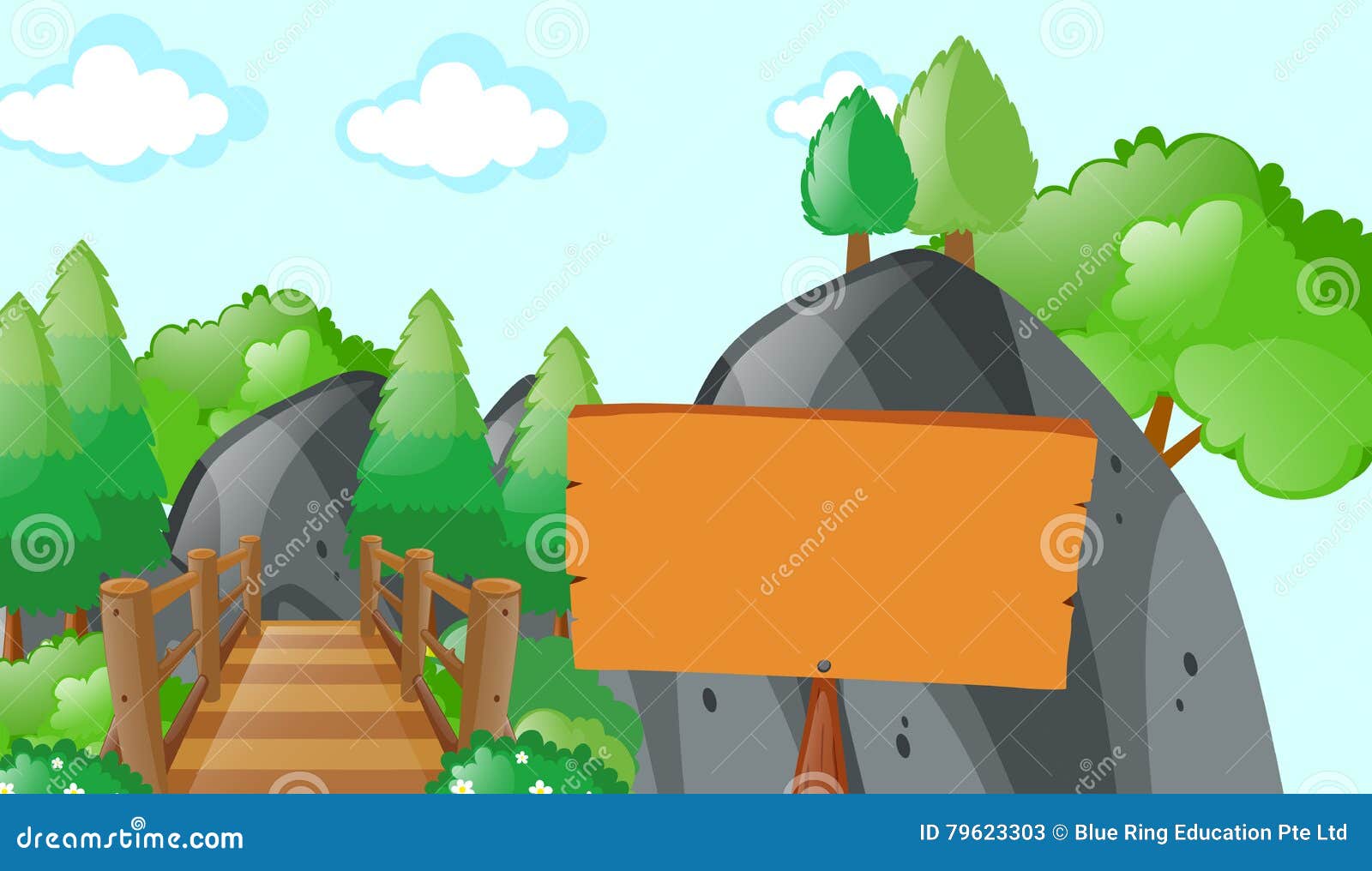 Scene with bridge in park stock vector. Illustration of scene - 79623303