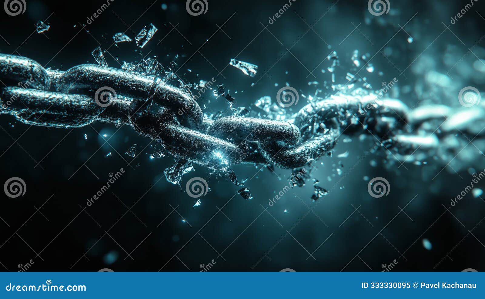 The Scene Captures a Chain Snapping, with Pieces Scattering in a ...