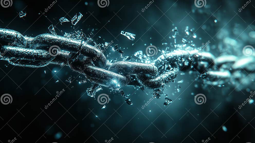 The Scene Captures a Chain Snapping, with Pieces Scattering in a ...