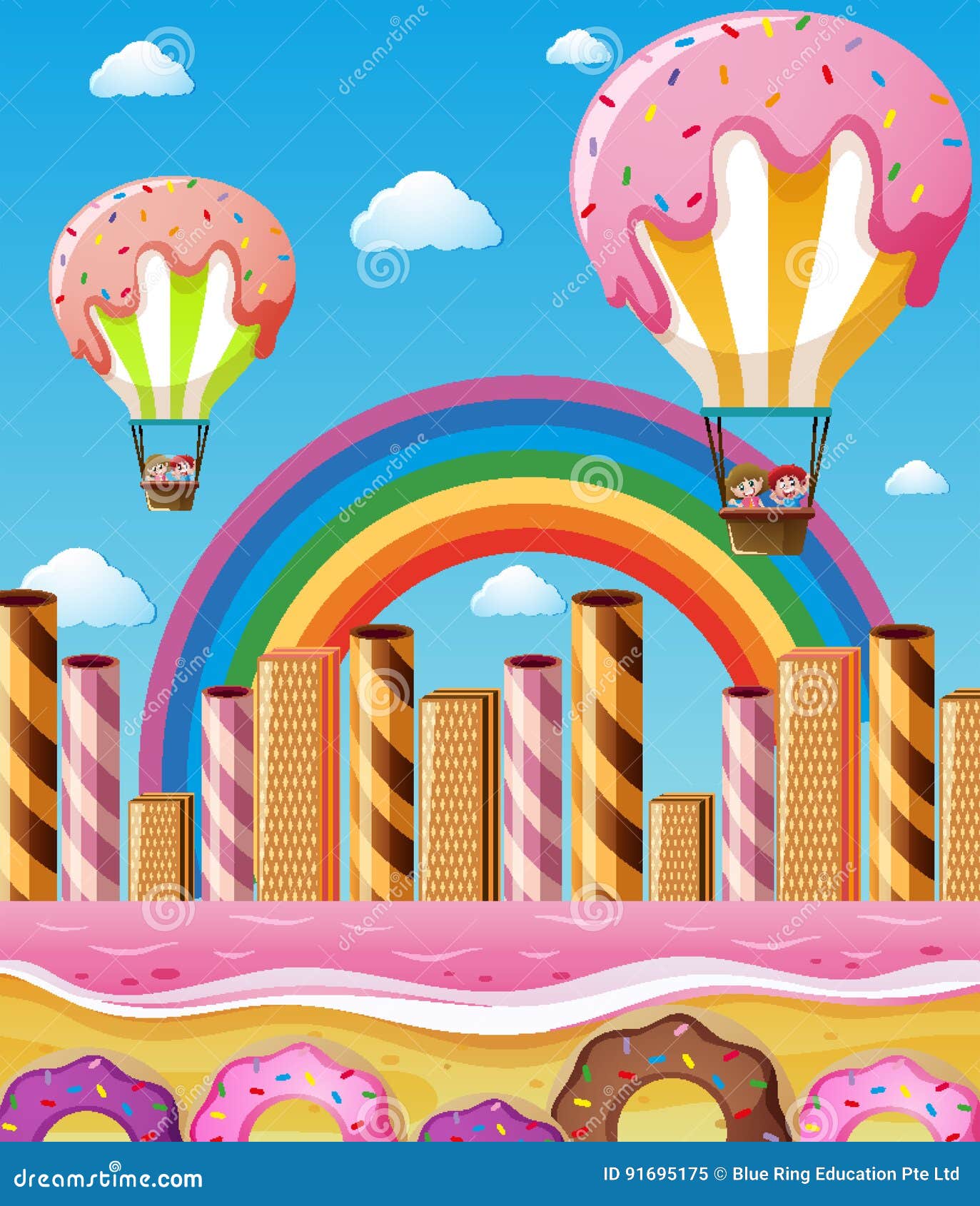 Bus And Children Flying With Balloon Letter Cartoon | CartoonDealer.com ...