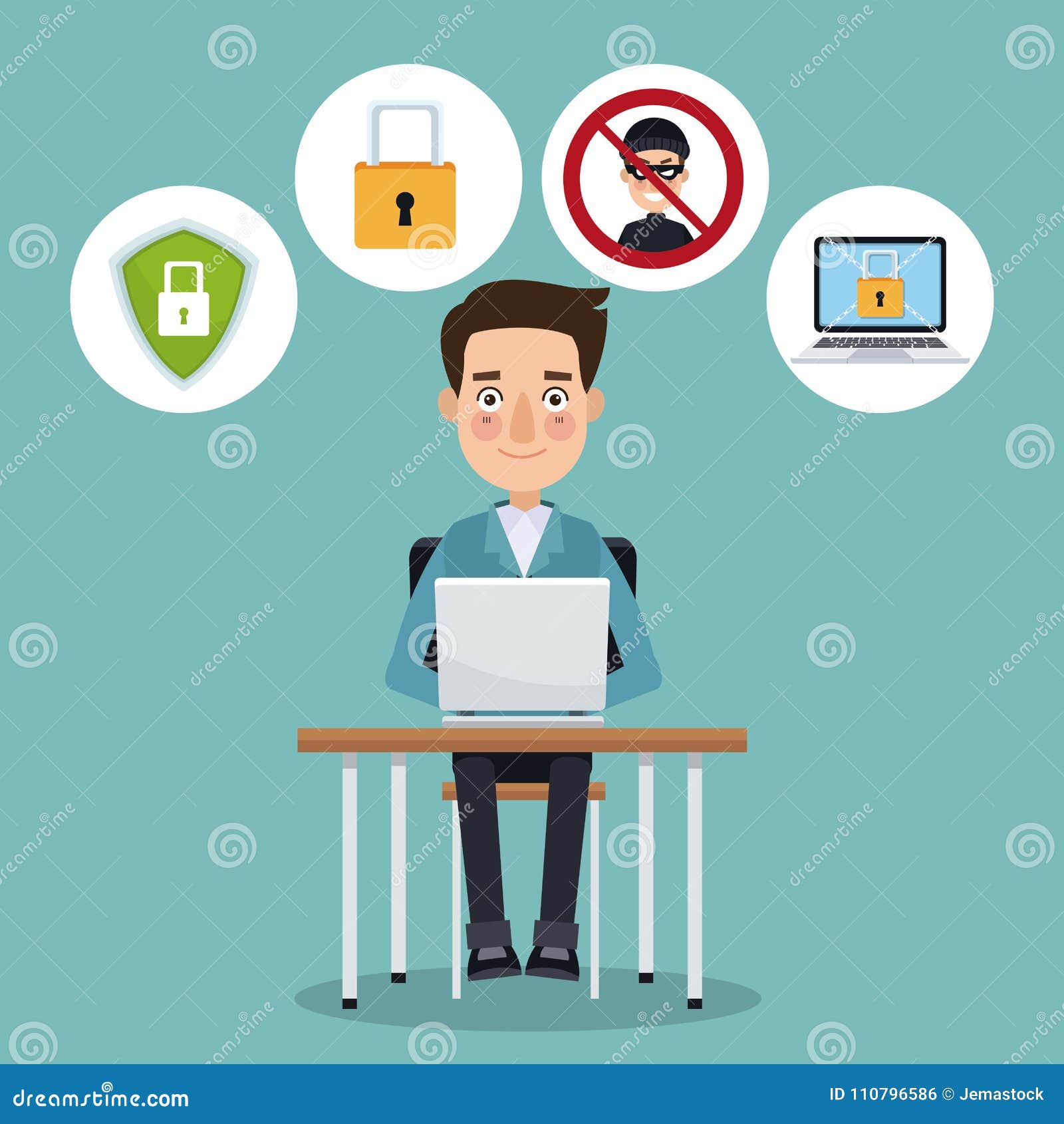 Scene Color Programmer Man in Desk with Laptop Working in Security ...