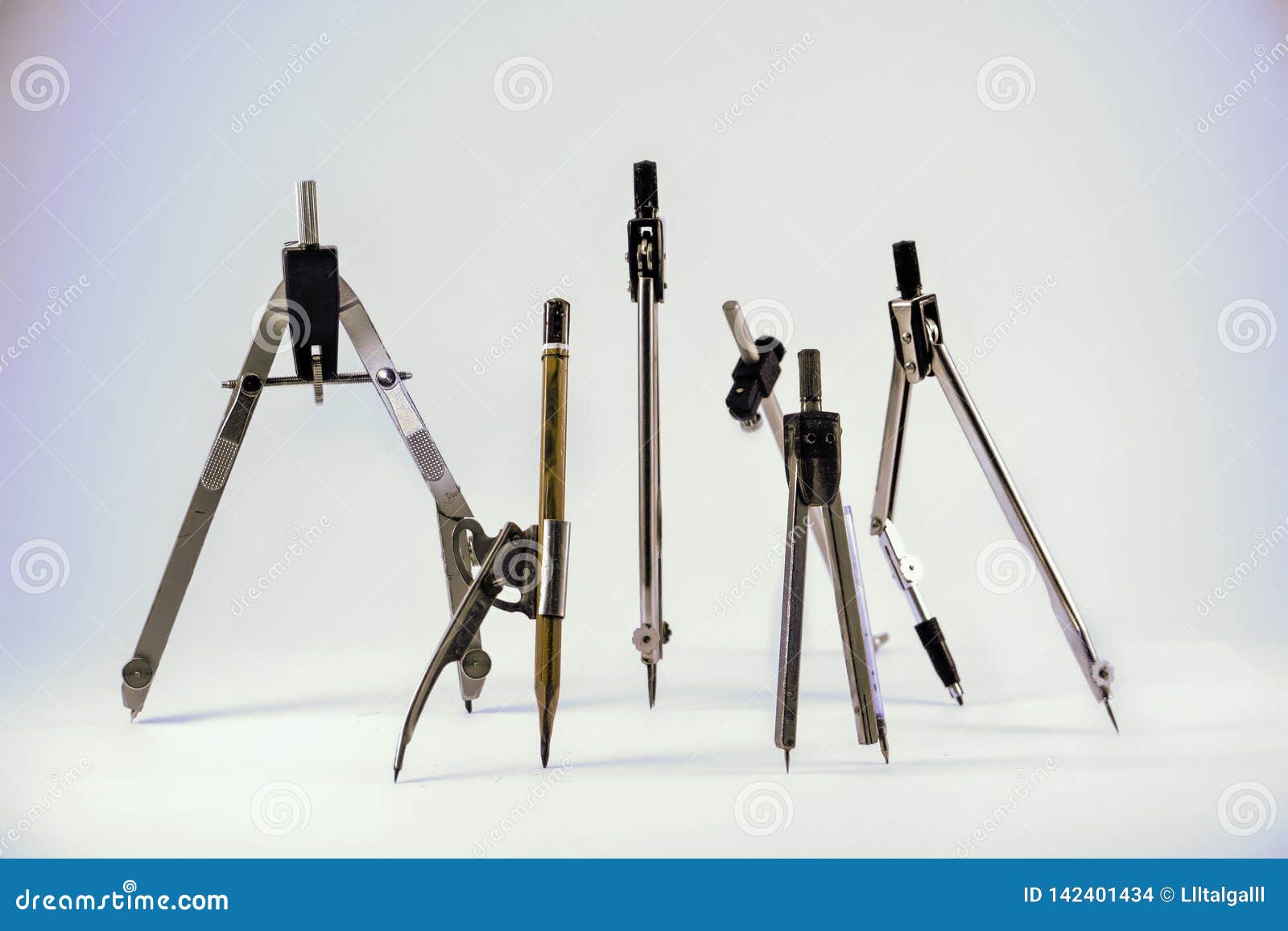 Scene with Compasses. White Background Stock Illustration ...