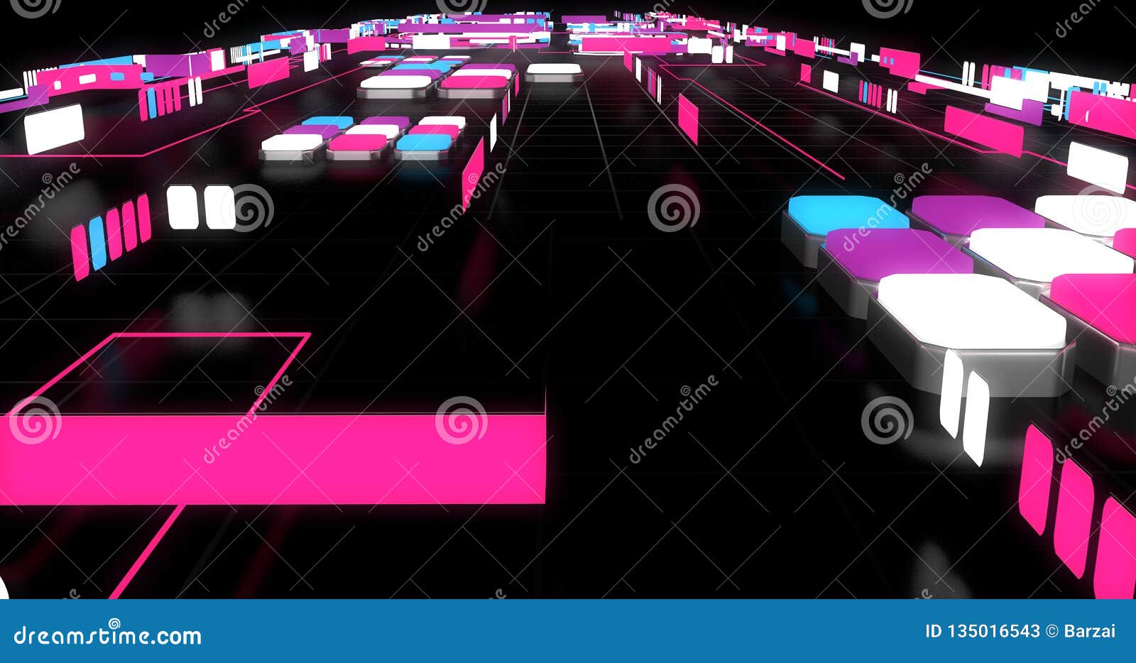 A Scene of a Conceptual/abstract Colorful Geometry Shapes Making a Maze ...