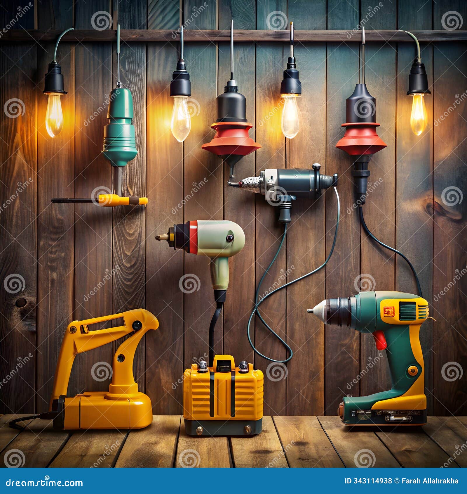 A Scene Depicting the Evolution of Electrical Tools Stock Illustration ...