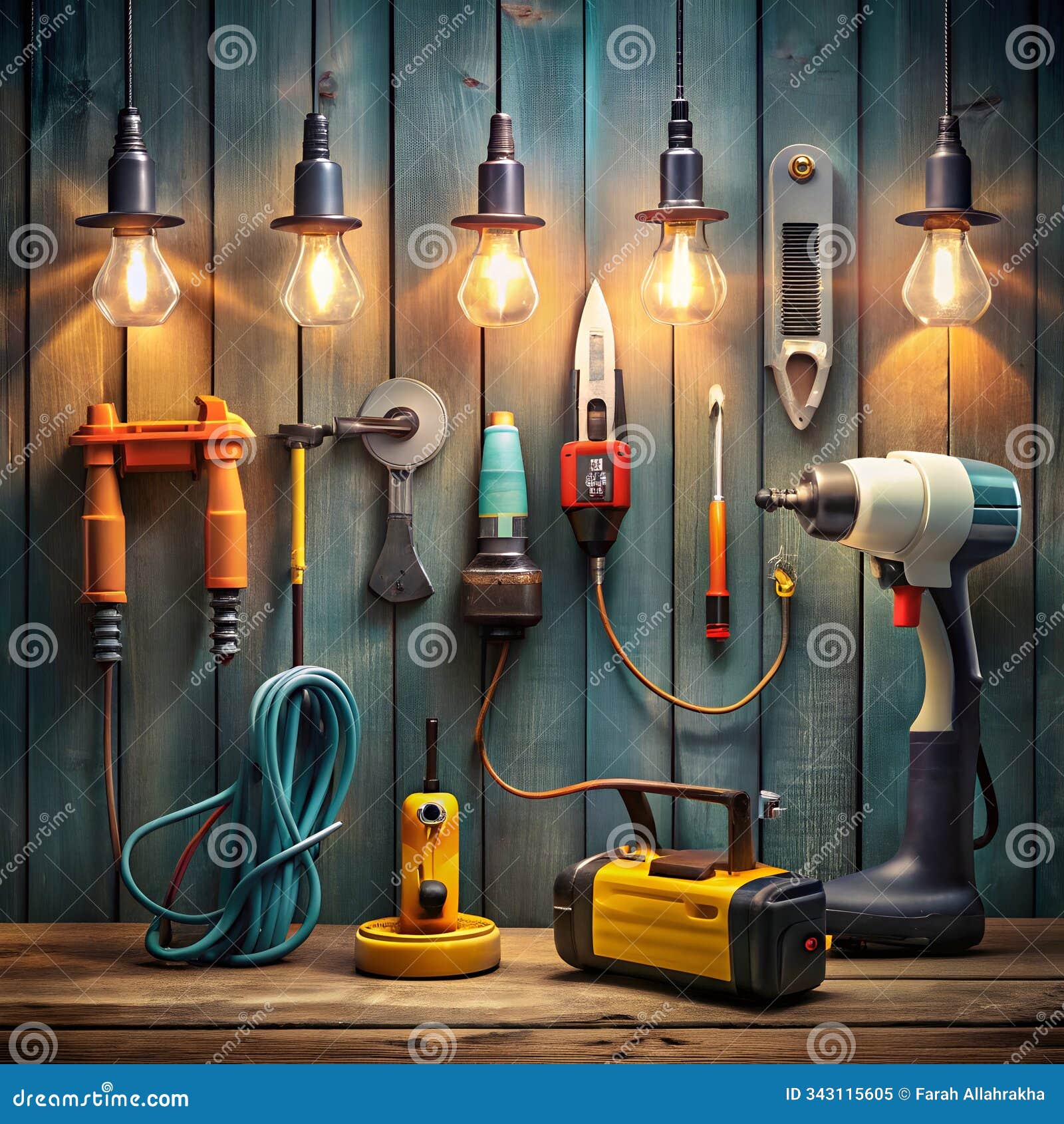 A Scene Depicting the Evolution of Electrical Tools Stock Illustration ...