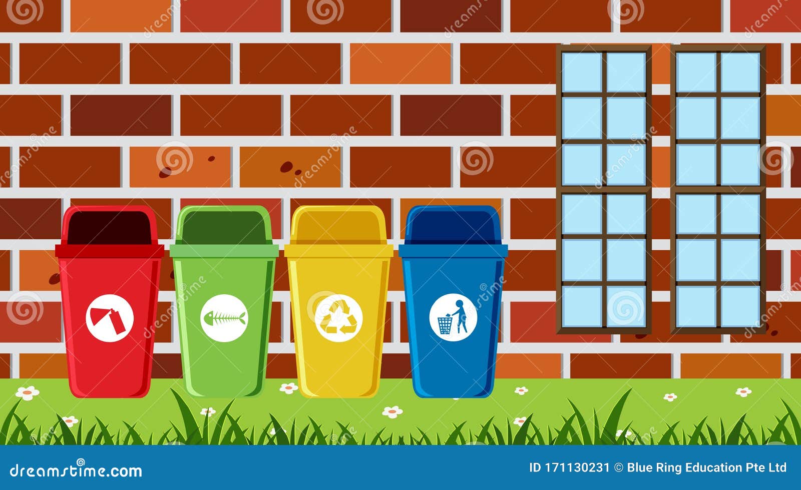 Garbage Bins. Containers For Different Garbage. Separate Collection Of ...