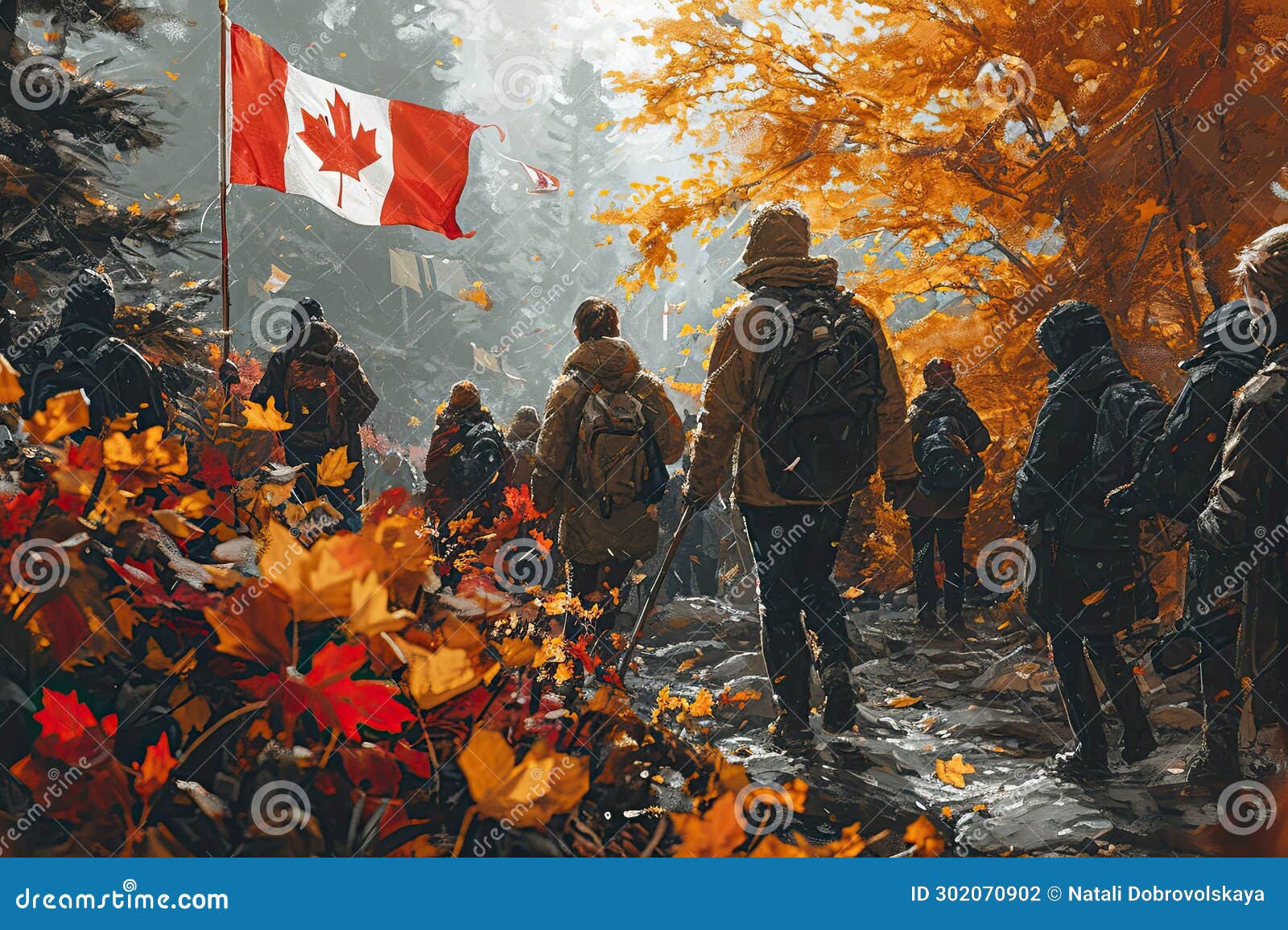 Scene Dominated by the Iconic Maple Leaf, Rendered in Striking Red ...