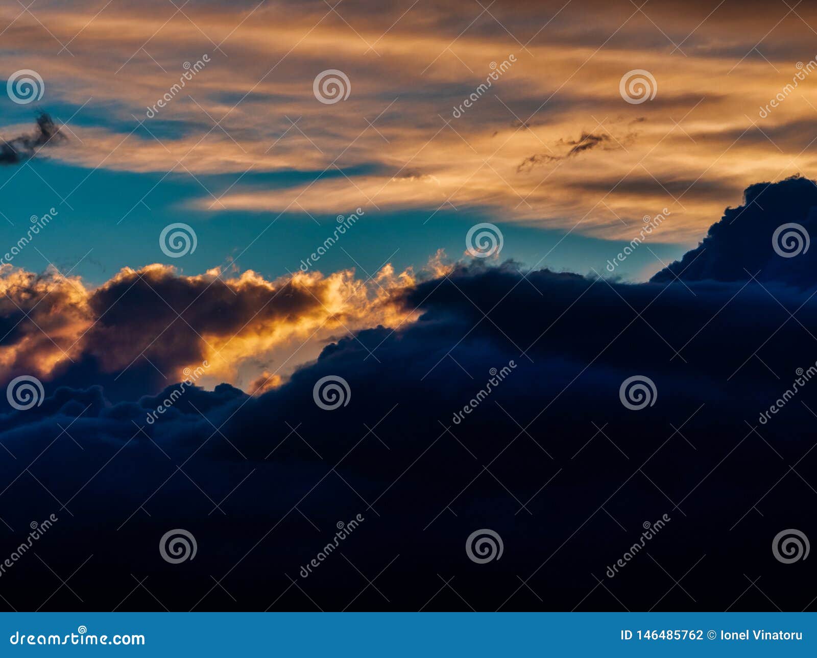 Scene with Dramatic Clouds of Rain at Sunset Stock Photo - Image of ...