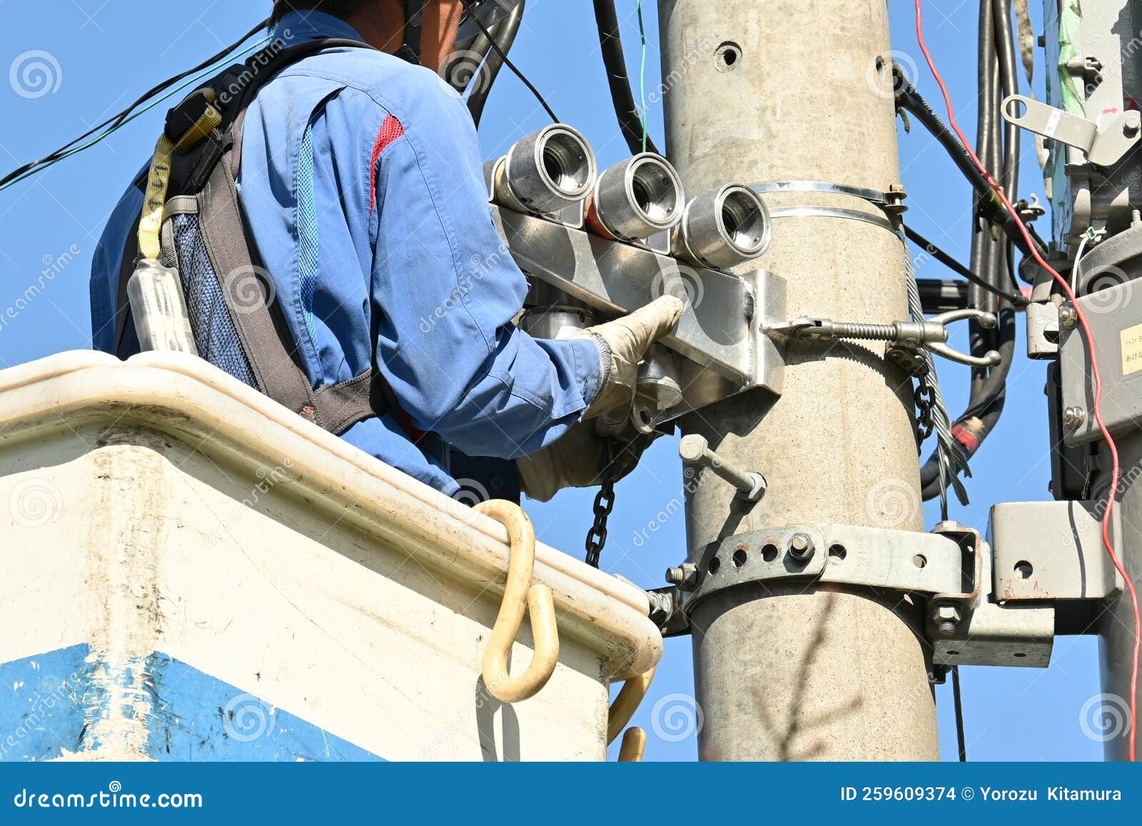 Scene of Electric Wire Construction Work. Editorial Stock Image - Image ...