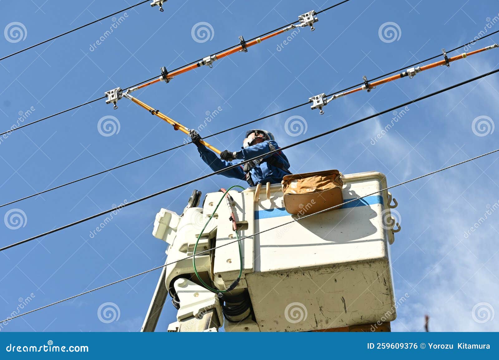 Scene of Electric Wire Construction Work. Editorial Photo - Image of ...