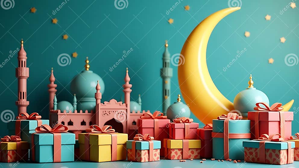 Unity and Generosity with Crescent Moon Background Stock Illustration ...