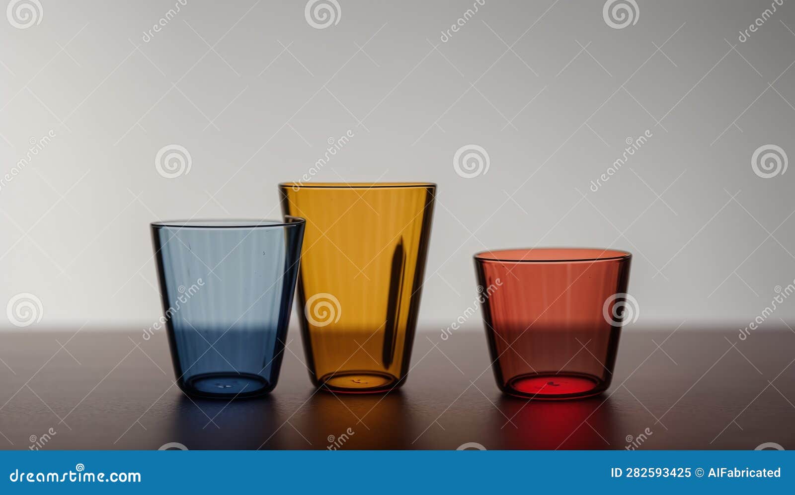 A Scene of an Expressive Shot of Three Different Colored Glasses Stock ...