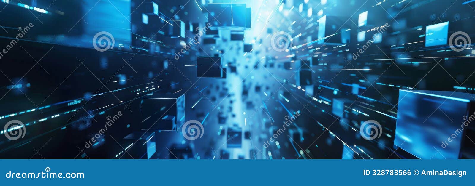 The Scene Features a Futuristic Digital Matrix with Floating Data Cubes ...