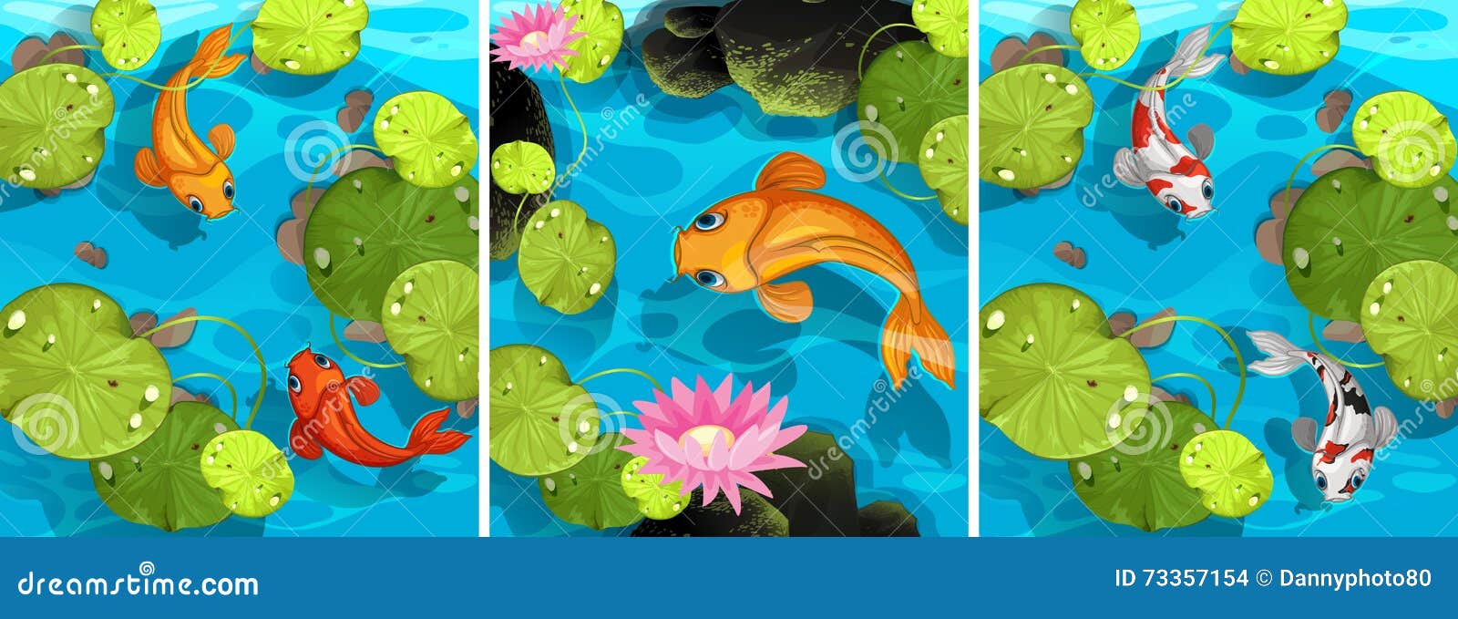 Koi Fish Swimming In The Pond Cartoon Vector | CartoonDealer.com #222388095
