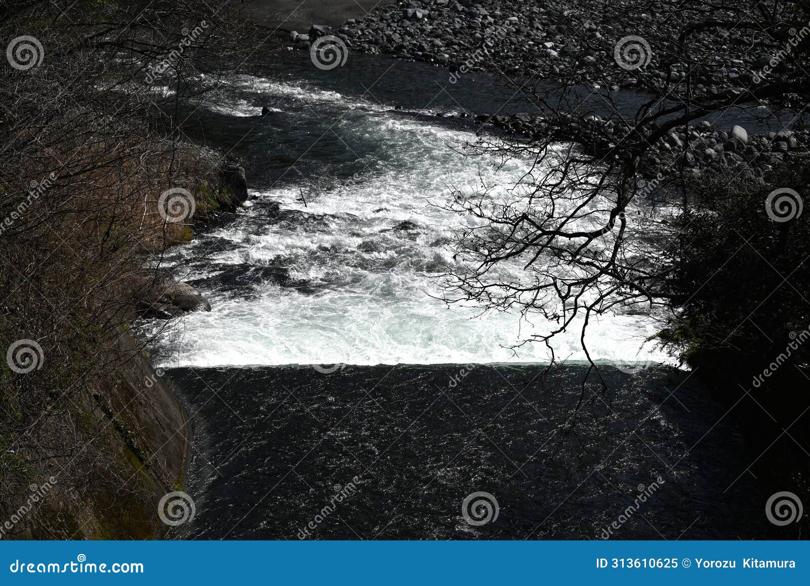 Scene of Flowing Water in a Spring Stream in Japan. Stock Image - Image ...