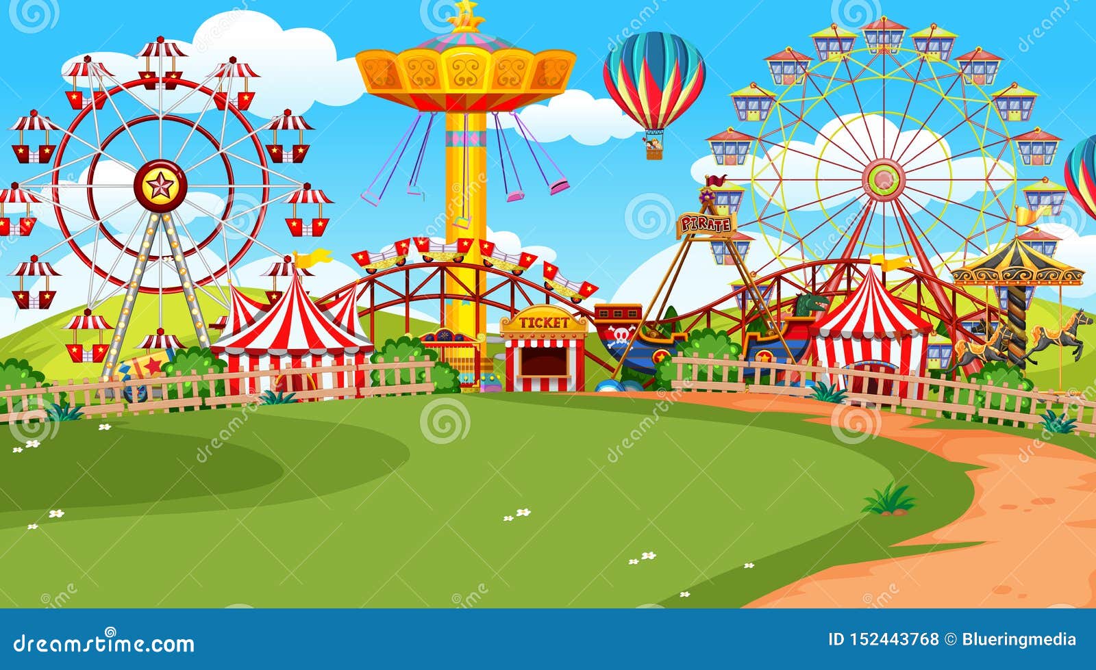 A scene of funfair stock vector. Illustration of carnival - 152443768