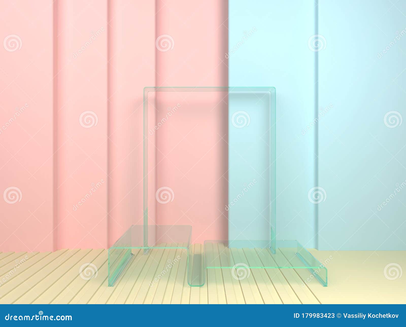 Scene with Geometrical Forms, Flexible Forms in Pastel Colors, 3D ...