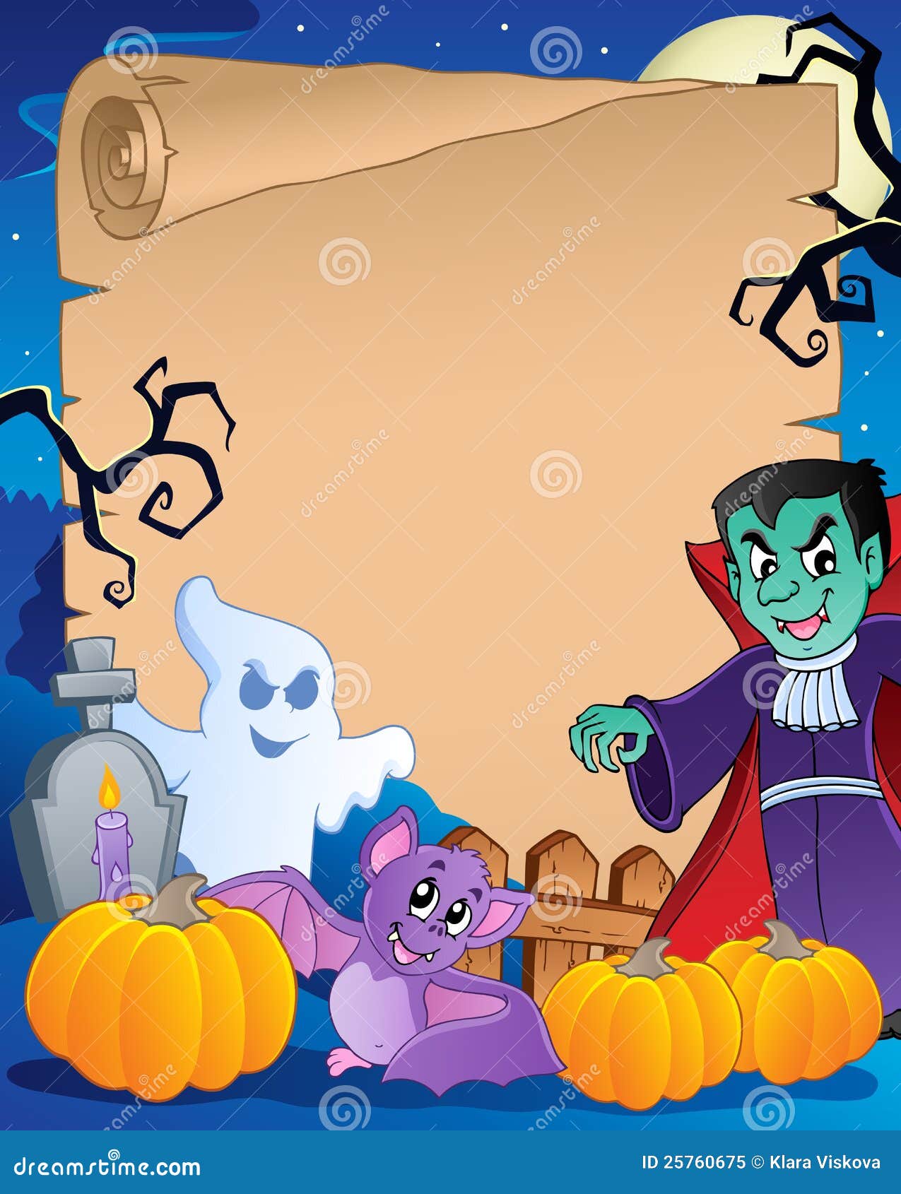 Scene with Halloween Parchment 1 Stock Vector - Illustration of scary ...