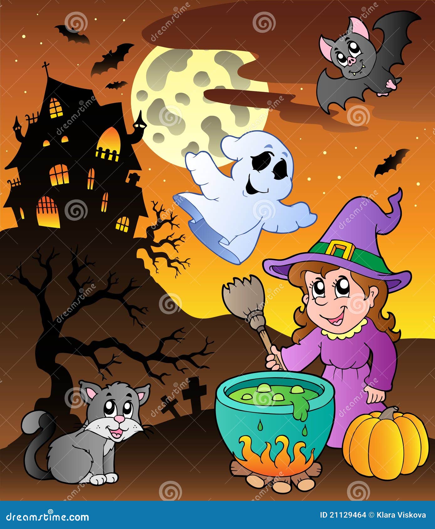 Scene with Halloween Theme 1 Stock Vector - Illustration of house ...