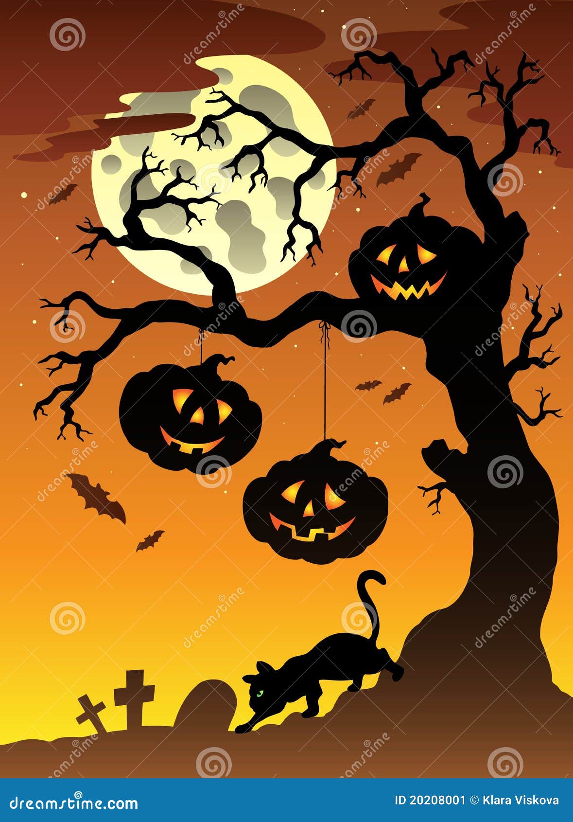 Scene with Halloween Tree 2 Stock Vector - Illustration of scene ...