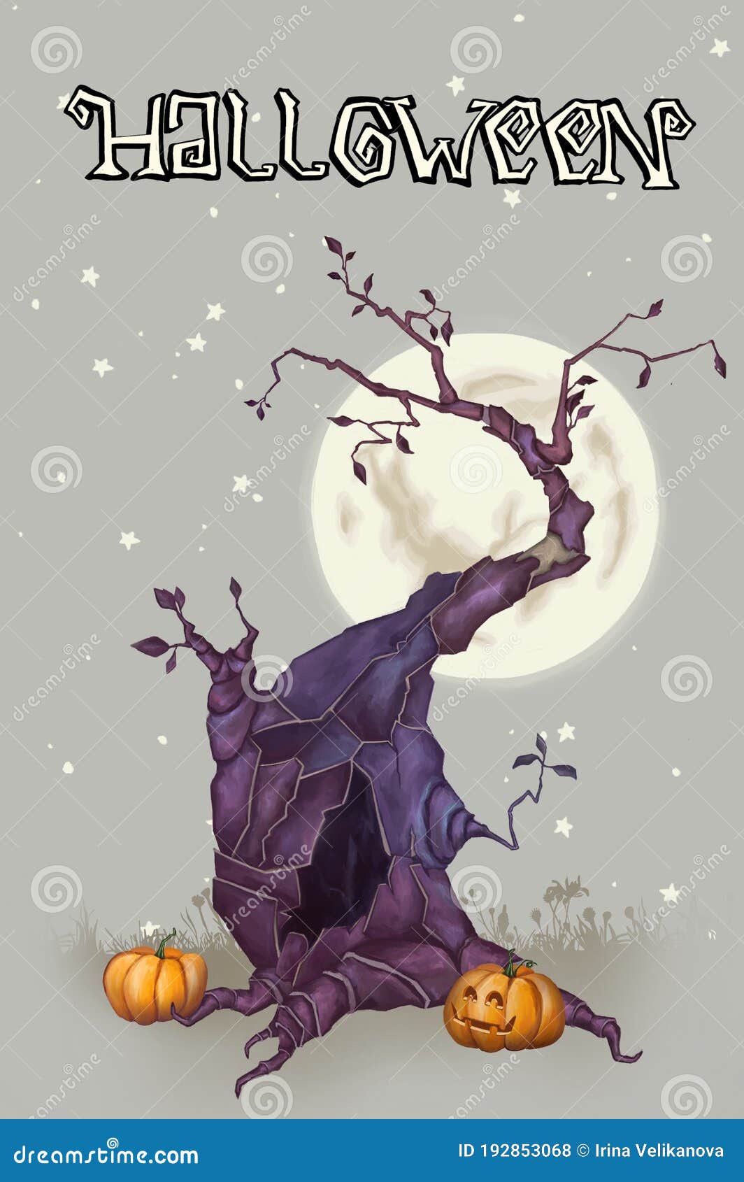 Scene with Halloween Tree, Illustration Stock Illustration ...